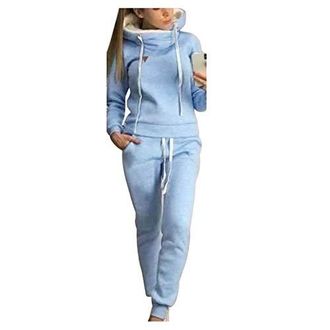 Generic V&ecirc;tements de sport pour femme Automne/Hiver Deux manches longues Sweat &agrave; capuche et pantalon de surv&ecirc;tement Ensemble Co Ords pour femme Surv&ecirc;tement gr