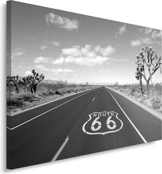 Feeby Frames, Leinwandbild, Bilder, Wand Bild, Wandbilder, Kunstdruck 30x40cm, Route 66, SCHWARZ UND WEIß