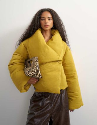 Topshop Pufferjacke in Senfgelb-Keine Farbe