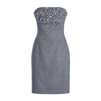 Genny Robe bustier &agrave; chevrons en Lurex - Femme - Robes - Bleu - Taille: 36 FR