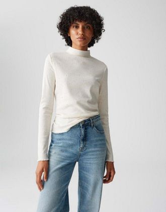 OPUS Langarmshirt SUHANNA CURLY Slim Fit aus elastischem Jersey schmale Passform, nat&uuml;rlicher Griff, elastischer Stoff