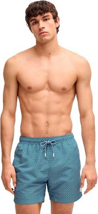 BOSS Herren Vibe Bedruckte Badeshorts mit Logo-Aufnäher Blau XXL