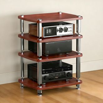 Generic HiFi Regal Niedriges AV-Medienregal, 4-stufiges Stereo-St&auml;nder- und Racksystem mit sto&szlig;d&auml;mpfenden F&uuml;&szlig;en, Audio-Rack for DVD-Player/Spielkonsole/TV-Box
