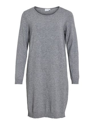 Vila Damen Viril L/S Knit Dress - Noos Kleid, Medium Grey Melange, M EU