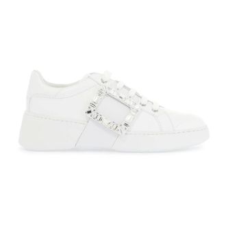 Roger Vivier Femme, Chaussures, Blanc, Taille: 39 EU Baskets en Cuir Blanc avec Strass