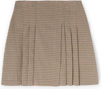 Motivi Femme, Jupes, Brun, Taille: 36 FR Mini-jupe pliss&eacute;e &agrave; motif pied-de-poule