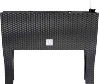 Deuba Hochbeet 2in1 Funktion Balkonkasten 30L Bew&auml;sserungssystem mit abnehmbaren F&uuml;&szlig;en Polyrattan Beet Garten Balkon Kunststoff Anthrazit 60x25cm