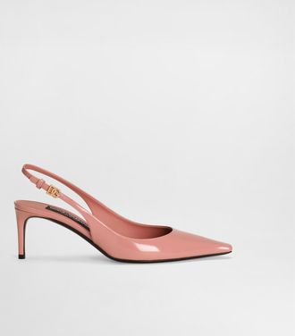 Dolce & Gabbana Slingback Aus Glänzendem Kalbsleder - Frau Pumps Und Slingbacks Rosa Leder 36.5