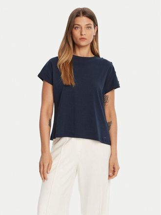 Tommy Hilfiger T-Shirt Gold Button WW0WW47455 Dunkelblau Regular Fit