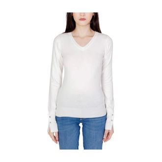Guess Femme, Tops, Blanc, Taille: 42 FR Haut en Tricot de Coton Blanc
