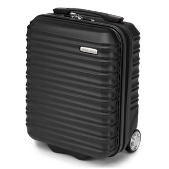 Wittchen Reisekoffer Kleinkoffer Kabinengepäck Handgepäck Rollkoffer Hartschale aus ABS2 Standard-Rollen Zahlenschloss Groove Line Kleinkoffer XXS schwarz Luft