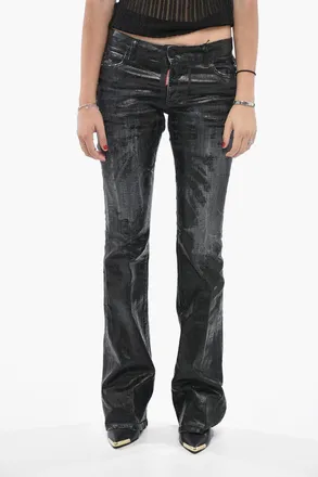 Dsquared2 Jeans aus beschichtetem Denim mit ausgestelltem Bein 24cm Dsquared2