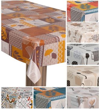 Laro Wachstuch-Tischdecke Wachstischdecke Gartentischdecke, Muster:Herbstfarben Retro Ginkgo, Größe:110x240