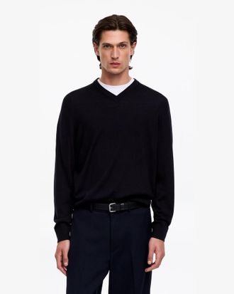 Arket Merino-Pullover Mit V-Ausschnitt -Blau