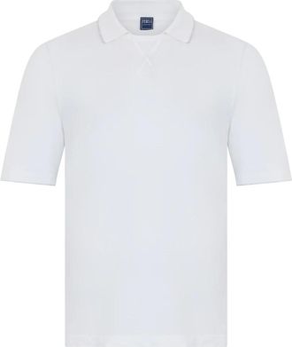 Fedeli Homme, Tops, Blanc, Taille: L Polo en Coton &agrave; Manches Courtes