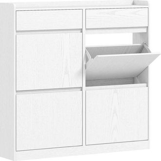 HOMCOM Homcom - Meuble à chaussures 4 tiroirs rabattables 2 tiroirs coulissants dim. 98 x 19 x 95 cm blanc