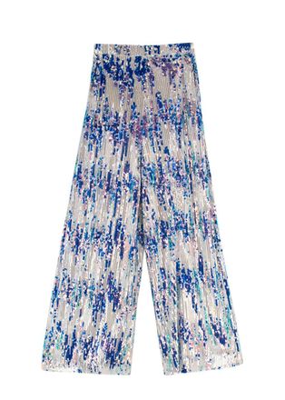 Christian Siriano Multi-Coloured Sequin Wide Leg Trousers Size XS