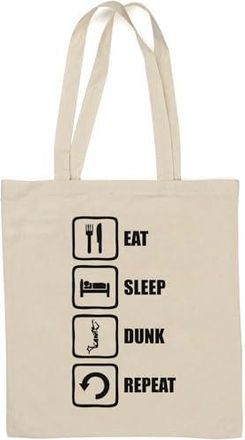 Generic Sac fourre-tout en coton naturel avec slogan « Eat Sleep Dunk Repeat » Blanc