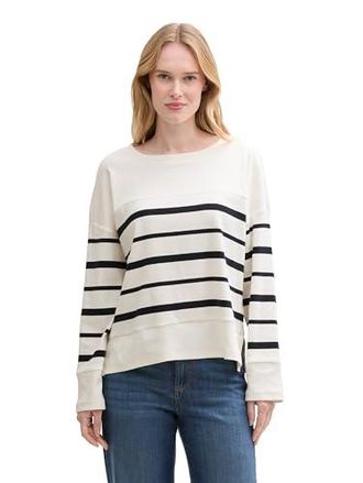 Tom Tailor 1045550 T-Shirt &agrave; Manches Longues, 37543-offwhite Blue Irregular Stripe, XXL Femmes