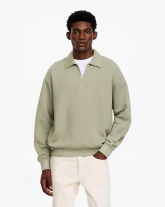 Arket Sweatshirt Aus Baumwolle Mit Kurzem Rei&szlig;verschluss -Gr&uuml;n