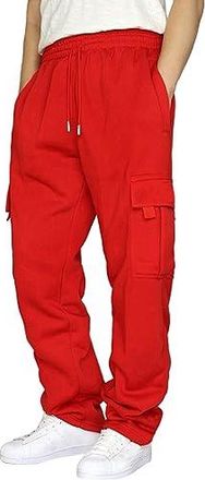 Generic Pantalon de jogging cargo pour homme - Coupe droite - Coupe ample - Cordon de serrage - Ourlet ouvert - Taille &eacute;lastique - Pantalon de surv&ecirc;tement sol