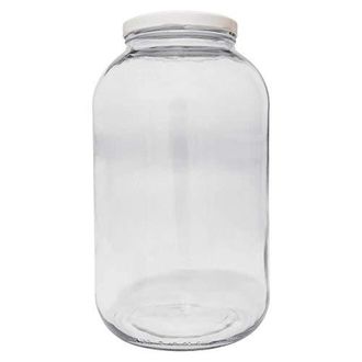 mikken Art Bocal en verre XXL 4250 ml avec couvercle blanc et &eacute;tiquette d&eacute;tiquetage