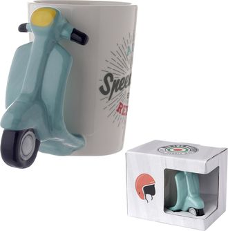 Puckator Speed King Scooter geformter Henkel Tasse aus Dolomit-Keramik