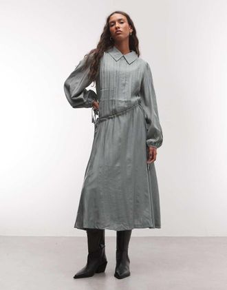 Daisy Street robe chemise asym&eacute;trique longueur midaxi grise