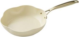 Menastyl Cuisson Poêle 20cm Dahlia sans PFAS - Revêtement céramique antiadhésif crème - 98% daluminium recyclé - Tous feux dont induction et lave-vaisselle - Poignée r