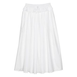 Cecilie Bahnsen Ger&uuml;schter Midirock mit Bindeg&uuml;rtel - - Skirts - Damen - Wei&szlig; - XS