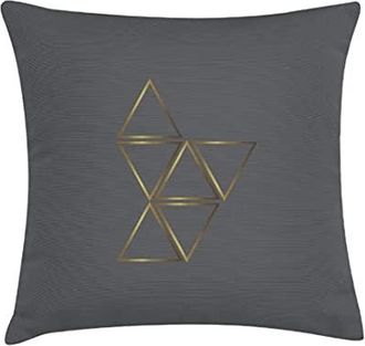 TAK Design Zweig Design Kissen, Baumwolle, Grau/Gold, 45 mm x 45 mm x 2 mm