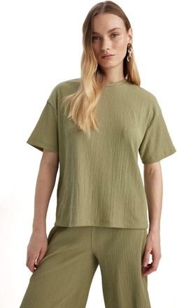 DeFacto Damen Z9487AZ T-Shirt, LT.Khaki, XS