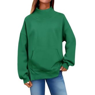 Generic Sweatshirts pour femmes, sweatshirts pour femmes, couleur unie, haut surdimensionn&eacute;, col rond, manches longues, automne hiver, d&eacute;contract&eacute;, confortabl