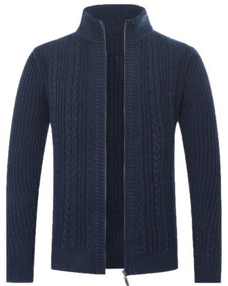 AlltheMen Cardigan Herren Strickjacke mit Rei&szlig;verschluss Grobstrick mit Stehkragen
