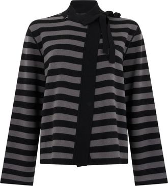 Emporio Armani Cardigan &agrave; rayures en laine - Femme - Pulls - Noir - Taille: 42 FR