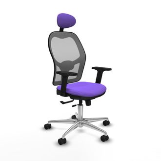 Piqueras y Crespo B&uuml;rostuhl mit 2D-Armen, h&ouml;henverstellbarer Lendenwirbelst&uuml;tze und festem Kopfteil, ausgestattet mit Syncro/Traslack und injiziertem Schaumstoff, Grau/