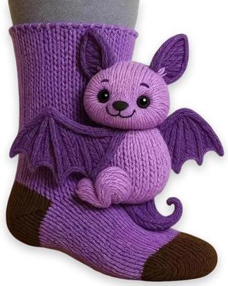 Generic Chaussettes danimaux, chaussettes 3D en tricot paresseux pour femmes, chaussettes dr&ocirc;les de No&euml;l en coton &agrave; double couche chaud, chaussette peluche da