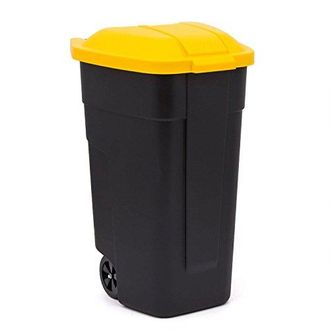Curver Mülltonne m. Räder Mülleimer Abfalleimer Müllternnung110 L schwar/gelb