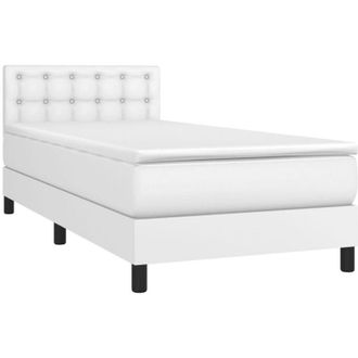 vidaXL Boxspringbett mit Matratze Wei&szlig; 100x200 cm Kunstleder vidaXL