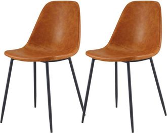 Rendez-Vous D&eacute;co Lot de 2 chaises en cuir synth&eacute;tique camel - henrik