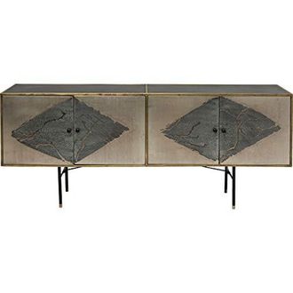 Kare Design Design Sideboard Mancha, Schwarz, Kommode, Konsolenschrank, Stahl Gestell, mit 2 T&uuml;ren, Unikat, 77x183x42 cm (H/B/T)