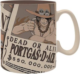 OnePiece Premium Keramik Tasse Riesentasse 460 ml - Wanted Portgas D Ace - Geschenkbox