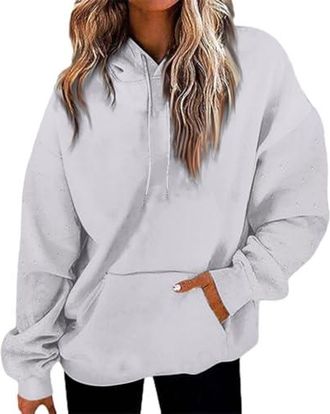Generic Sweat-shirt à capuche confortable et tendance pour femme pour lautomne et lhiver 2026, blanc, XL