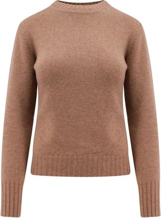 Max Mara Femme, Pulls, Brun, Taille: 36 FR Pull Marron Cachemire Bords C&ocirc;tes