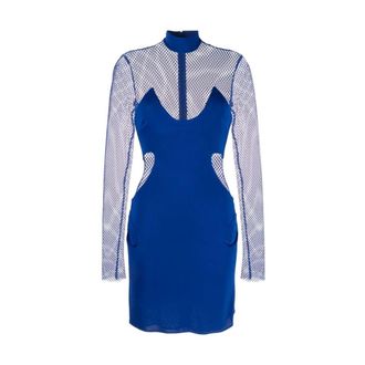 Tom Ford Kobaltblaues Mini-Kleid mit Mesh-Einsatz - - Dresses - Damen - Blau - 2XS