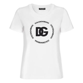 Dolce & Gabbana Logo DG Interlock T-Shirt - - Tops - Damen - Wei&szlig; - S