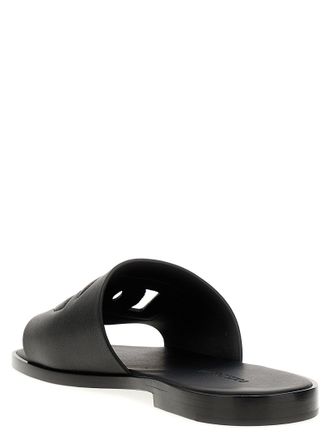 Dolce & Gabbana Logo-Embellished Leather Slides - Black