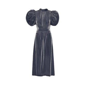 Rotate Rotate Birger Christensen, Femme, Robes, Bleu, Taille: 36 FR Robe Bouffante Métallisée