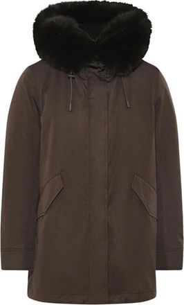 Yves Salomon Parka Cotton Melange Double Fourrure - - Coats - Damen - Braun - S