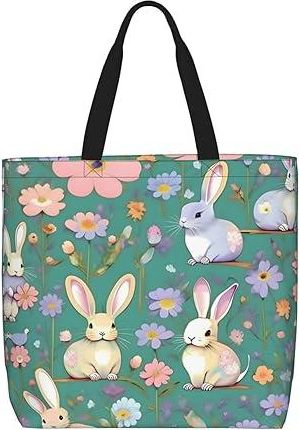 Generic Fleurs Lapins Oiseaux Sac Courses Pliable Tote Bag L&eacute;ger Sac A Main Femme Pour Gym Quotidienne Voyage